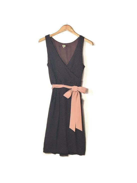 Eva Franco | Dresses | Eva Franco Polka Dot Brown And Pink Dress Tie ...